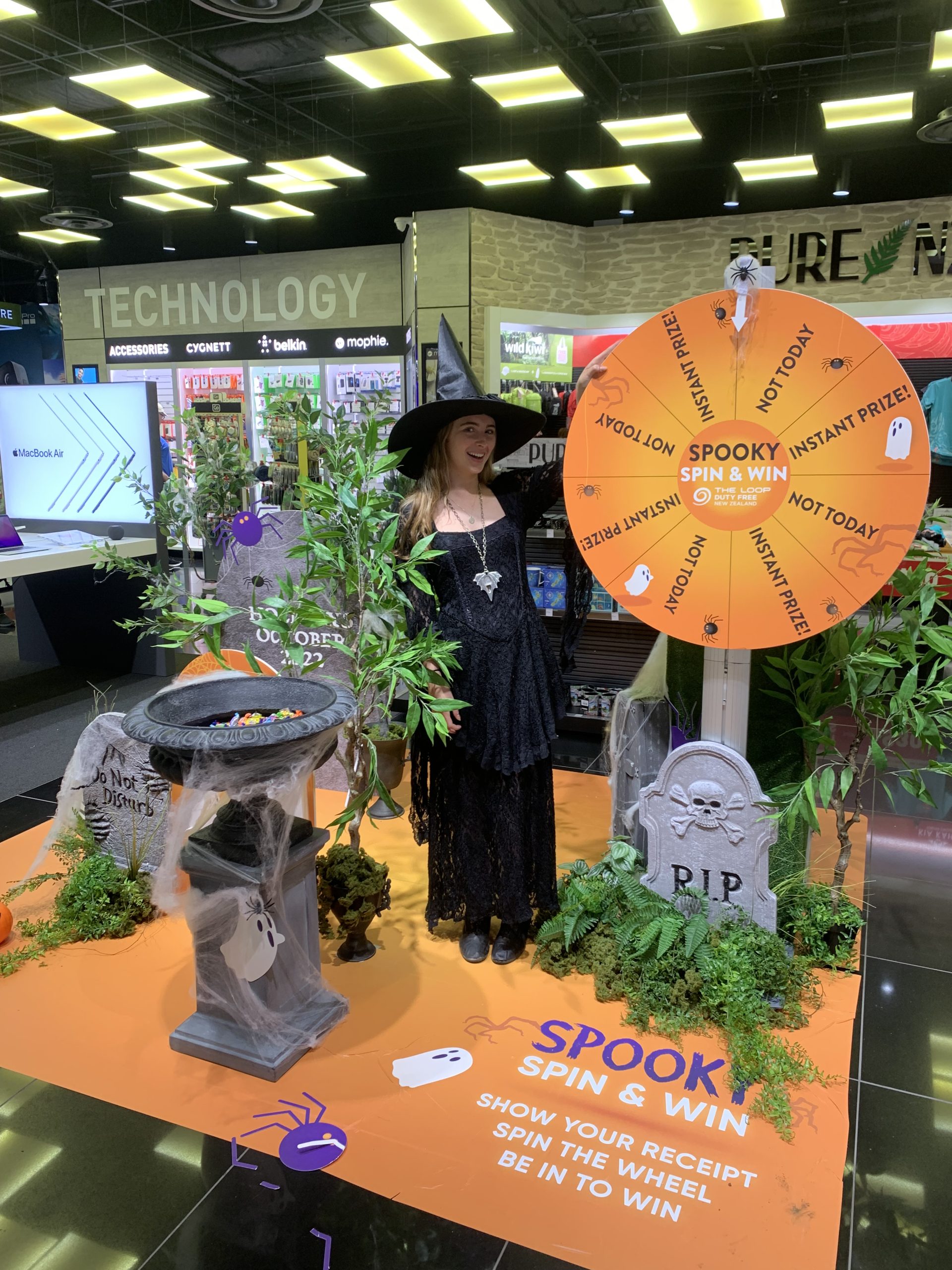 The Loop Duty Free features Halloween themed activation at Auckland Airport