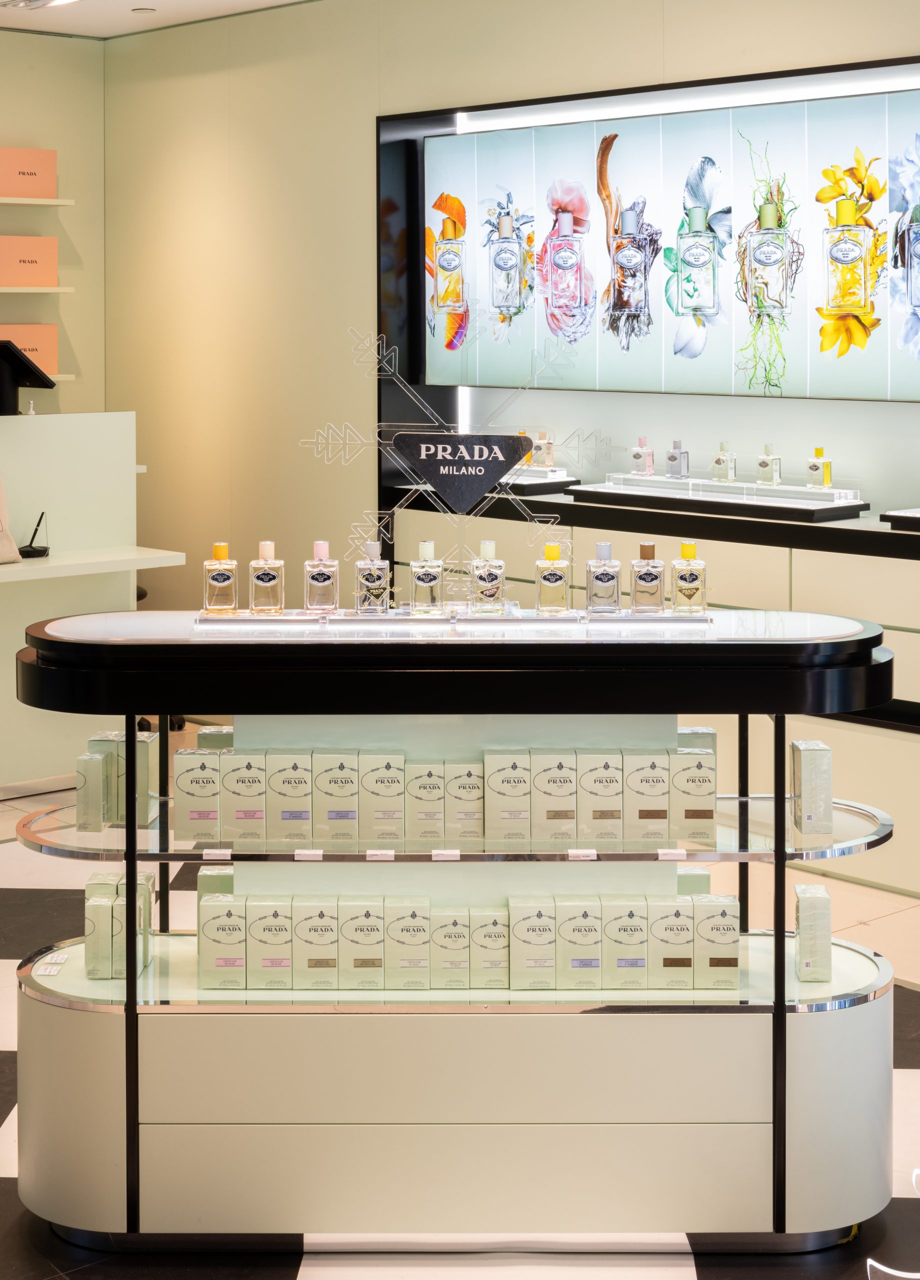 First Prada Beauty pop-up at Paris airport sparkles with winter ...
