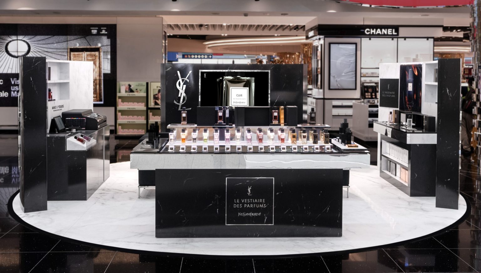 YSL Beauty and DDF feature Le Vestiaire des Parfums podium