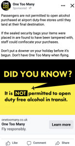 Aviation and travel industry revive 'One Too Many' campaign