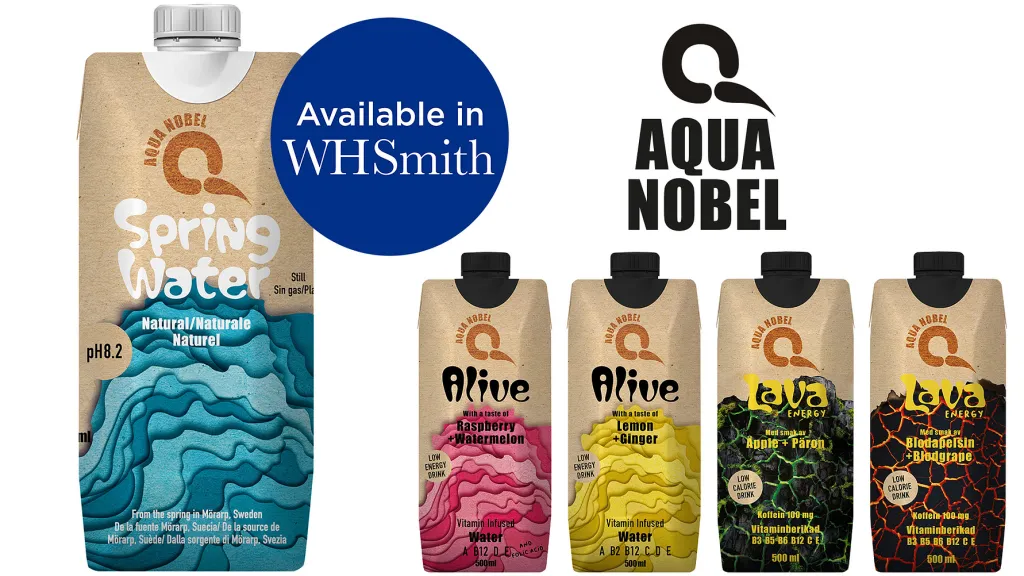 Aqua Nobel lists spring water products at WH Smith