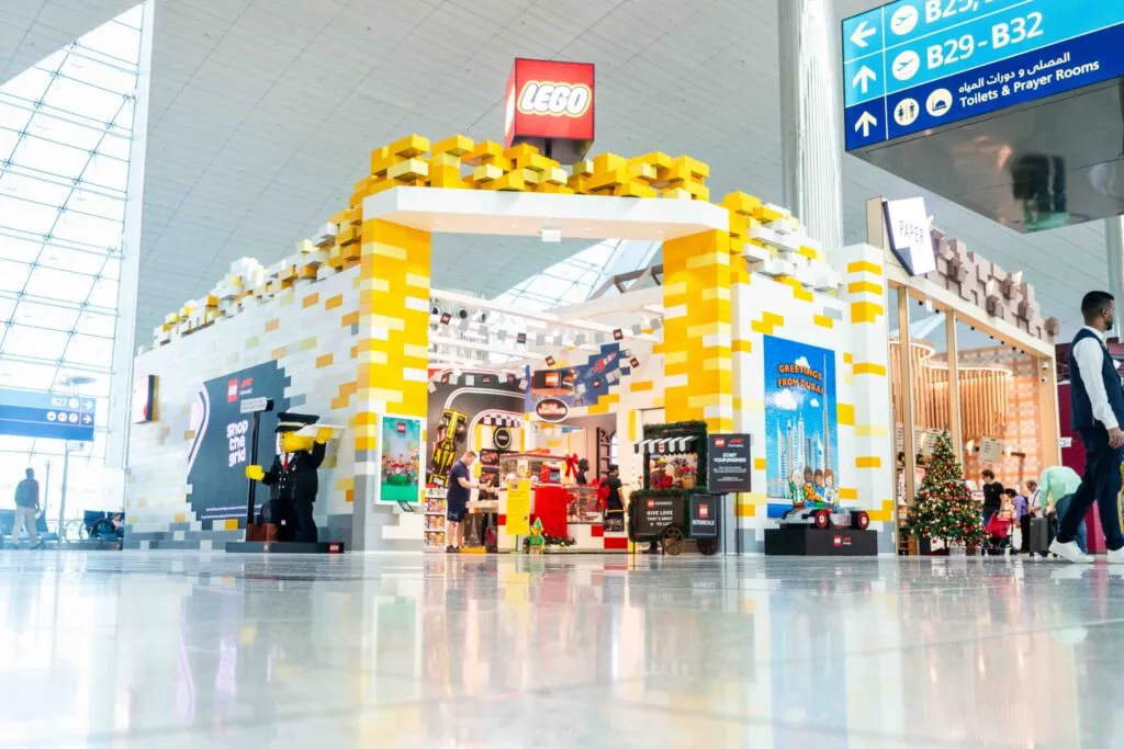 LEGO store at Dubai International Airport unveils race car installation