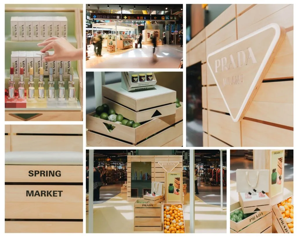 Prada Beauty brings immersive Spring Market concept to Madrid Airport